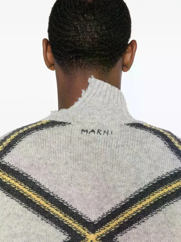 Marni Diamond-check Distressed Jumper