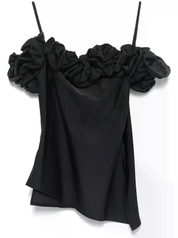 Coperni Ruffled Off-shoulder Top - Black