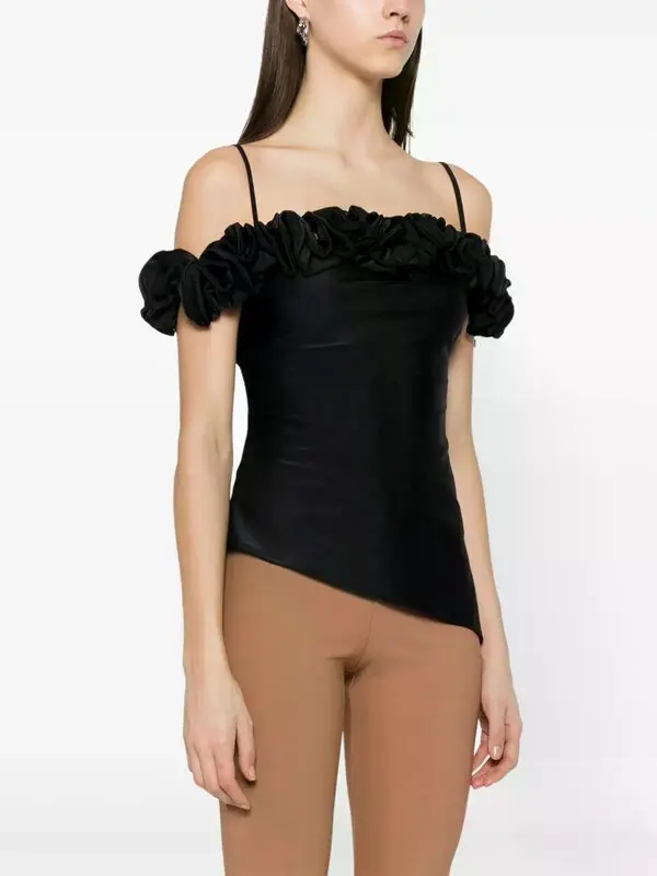Coperni Ruffled Off-shoulder Top - Black