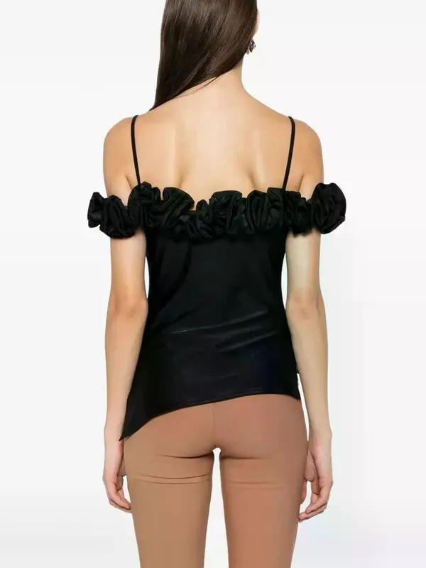 Coperni Ruffled Off-shoulder Top - Black