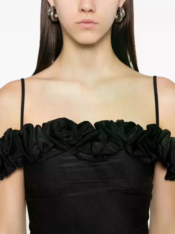Coperni Ruffled Off-shoulder Top - Black