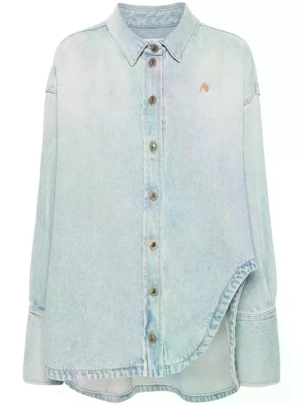 Attico Denim Coat With Embroidered Logo