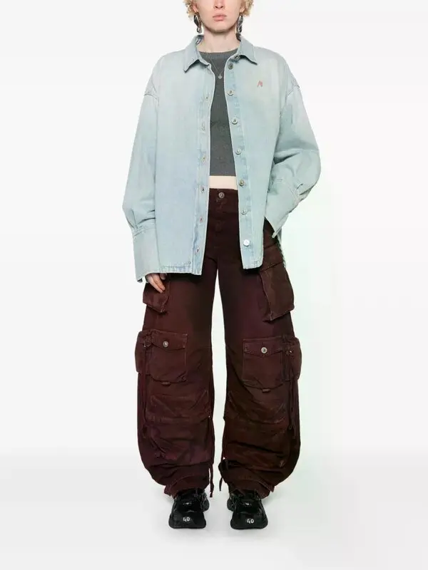 Attico Denim Coat With Embroidered Logo