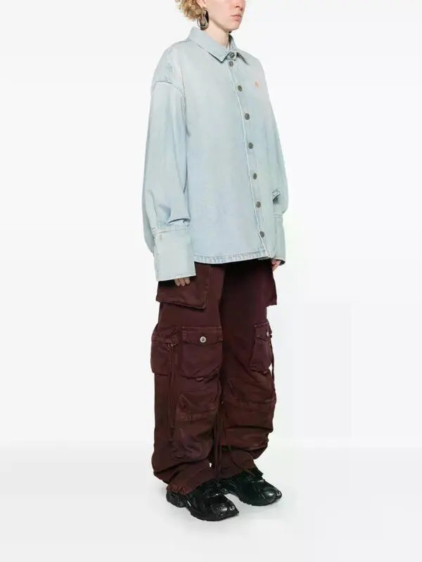 Attico Denim Coat With Embroidered Logo