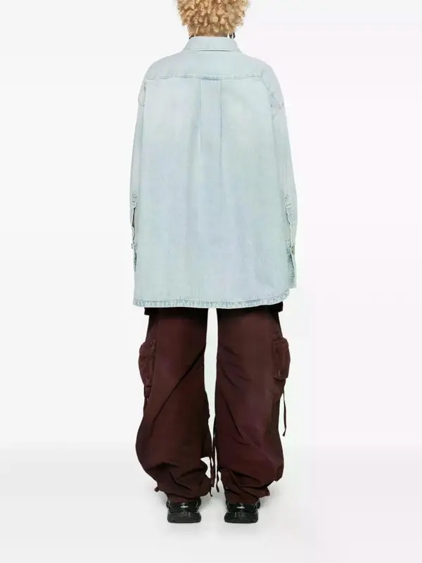 Attico Denim Coat With Embroidered Logo