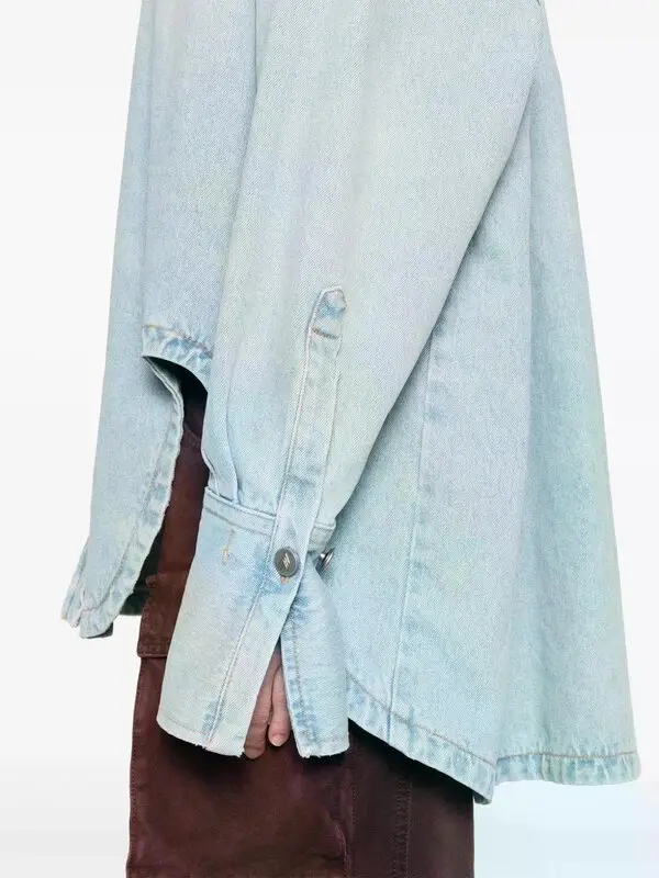 Attico Denim Coat With Embroidered Logo