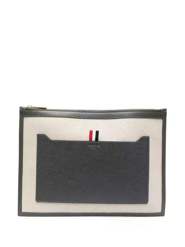 Thom Browne Two-tone Canvas Document Holder - Neutrals