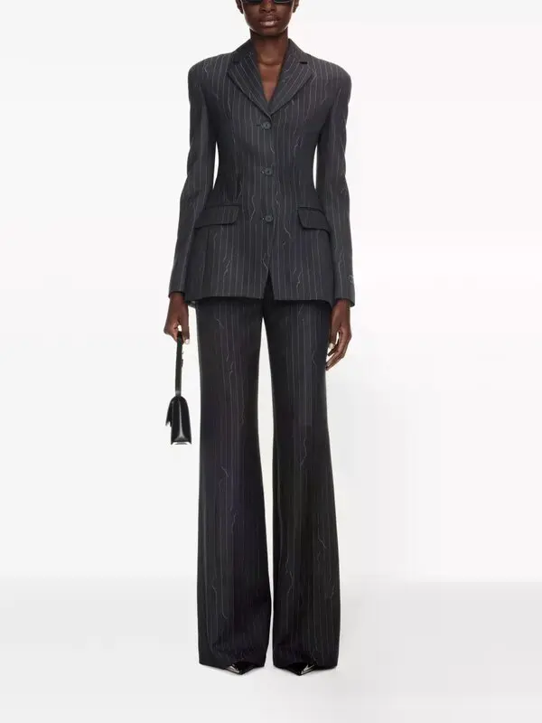 Off-White Pinstripe Virgin Wool-blend Blazer