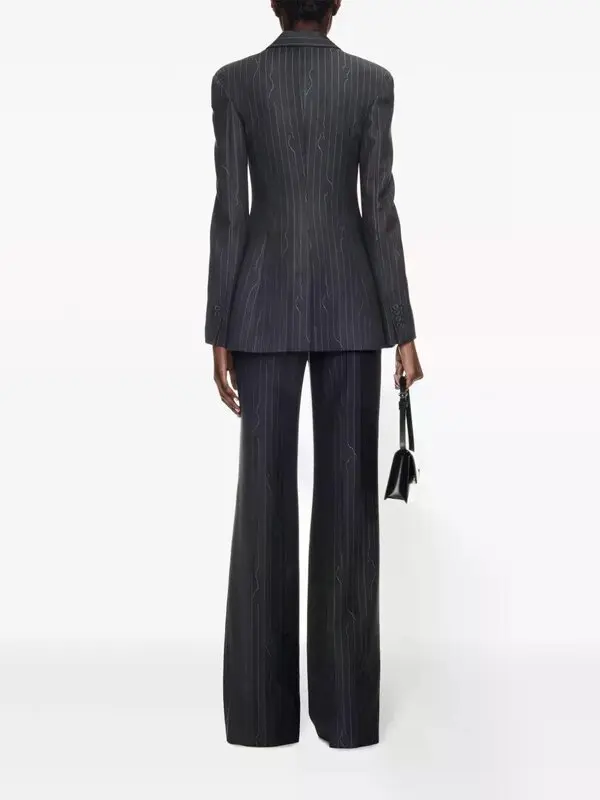 Off-White Pinstripe Virgin Wool-blend Blazer