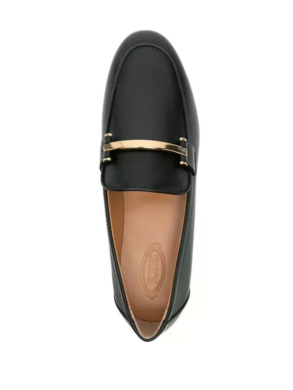 TOD'S Metal-bar Leather Loafers - Black