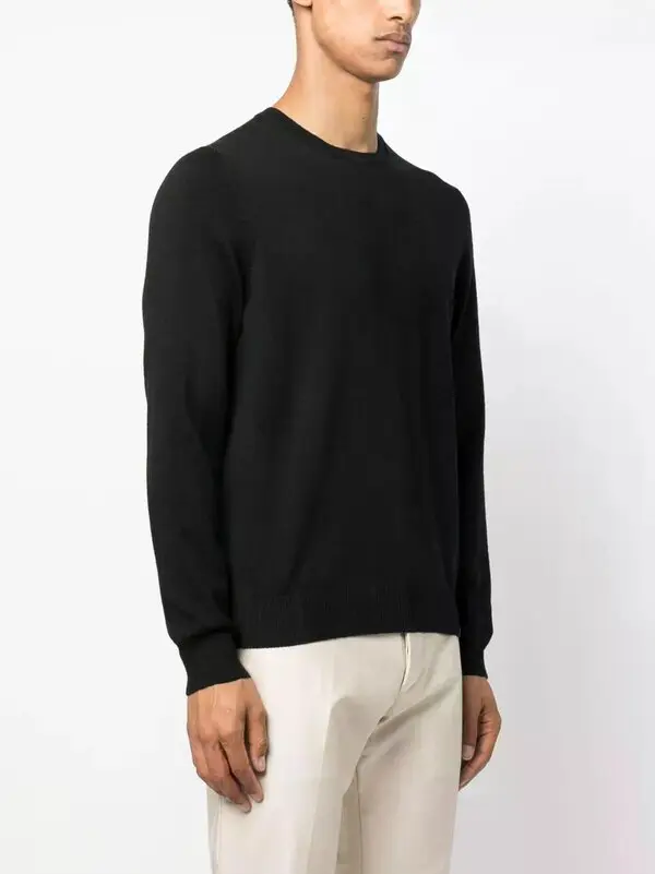 FAY Round-neck Virgin Wool Sweater - Black