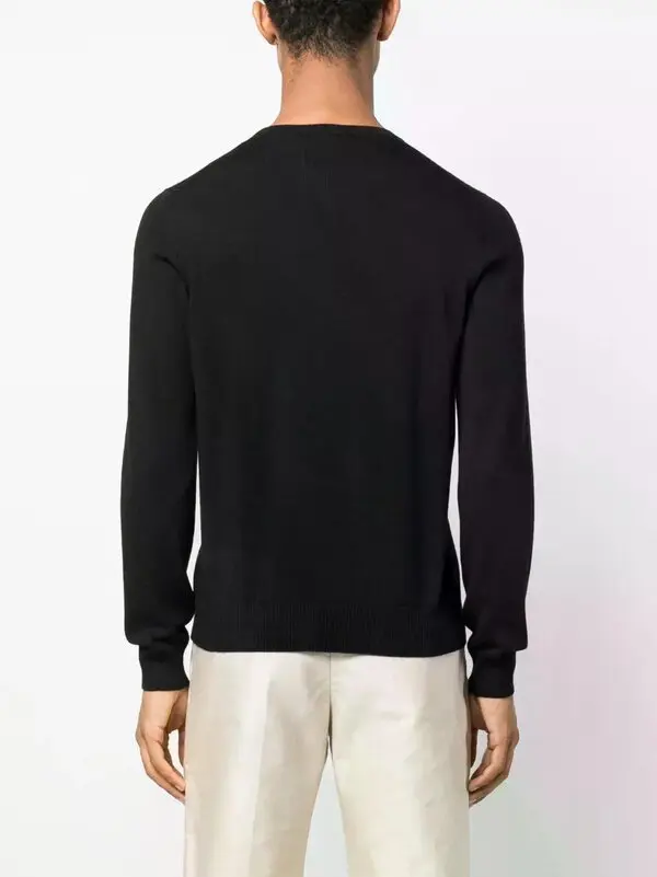 FAY Round-neck Virgin Wool Sweater - Black