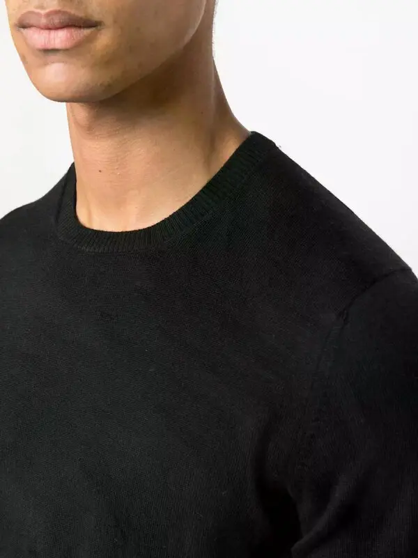 FAY Round-neck Virgin Wool Sweater - Black