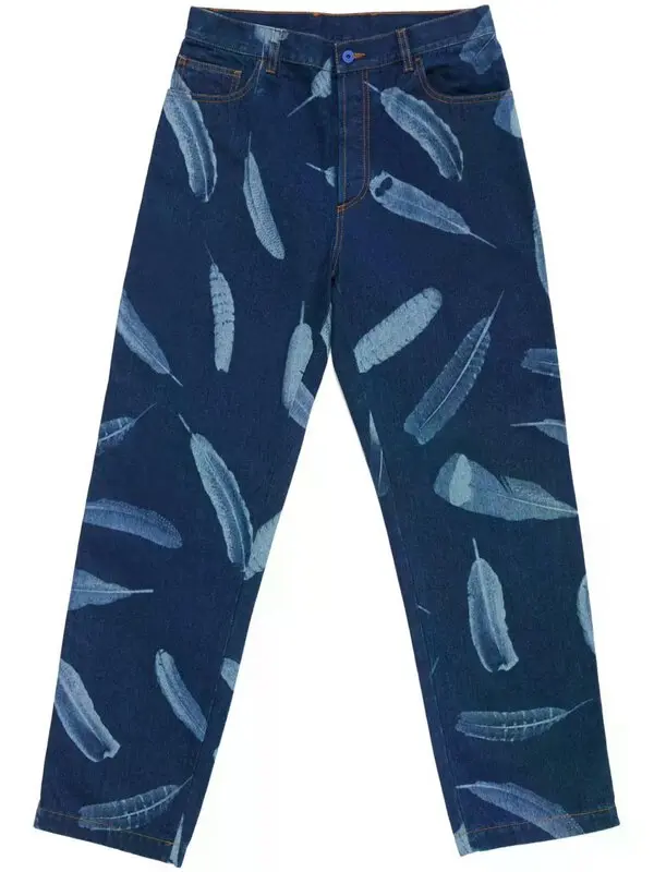 COUNTY OF MILAN Feathers Straight-leg Jeans - Blue
