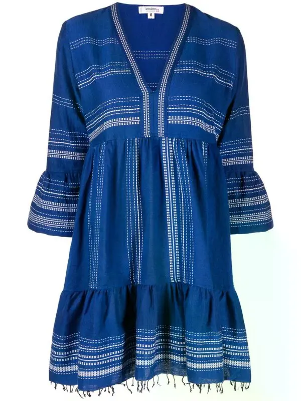 LEMLEM Frayed-hem Cotton Dress - Blue
