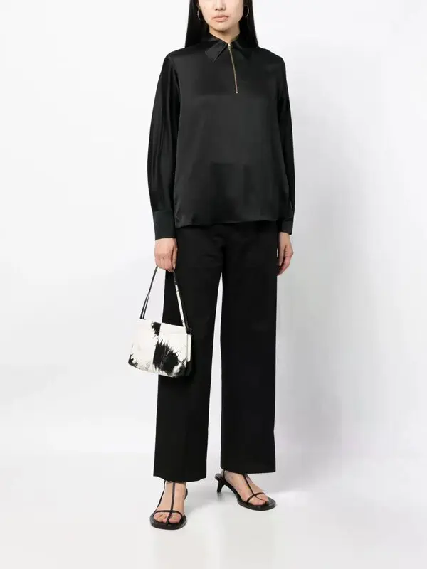 Vince Silk Long-sleeve Blouse