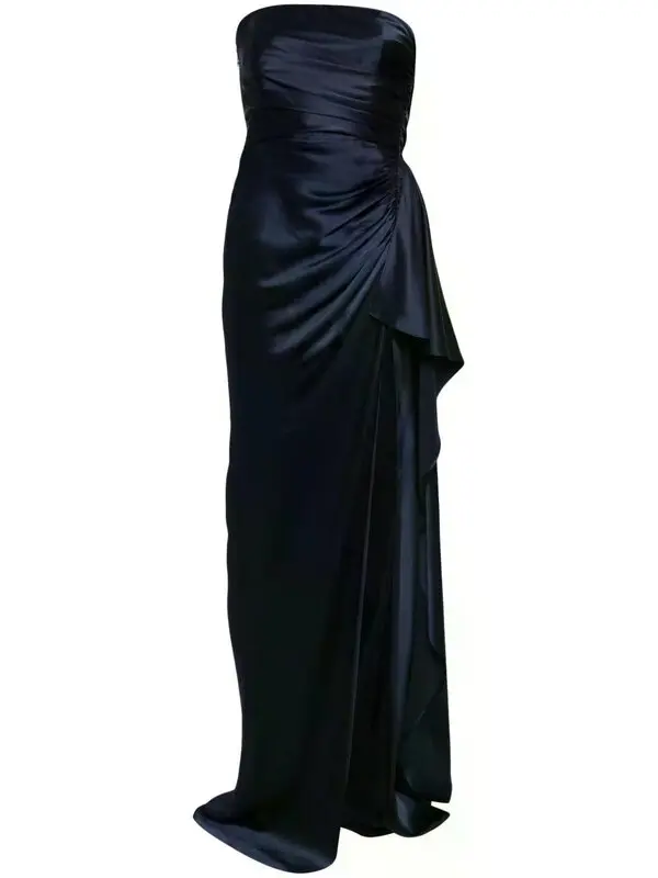 Michelle Mason Strapless Gathered Silk Gown