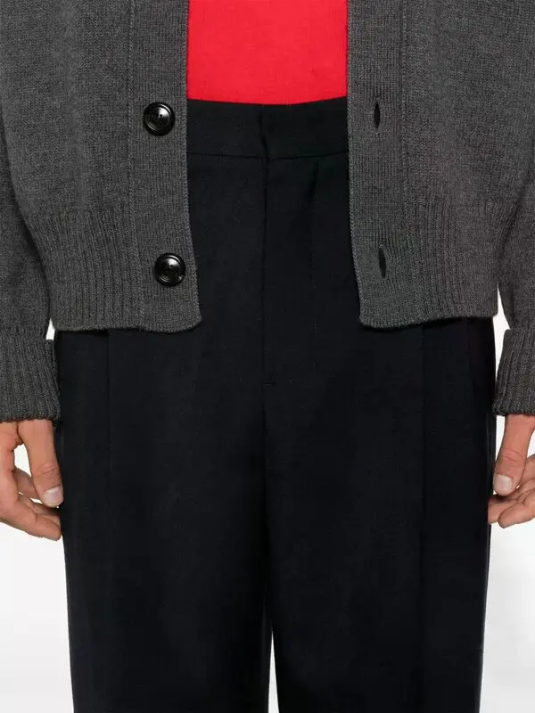 AMI Paris Pleated Wide-leg Trousers