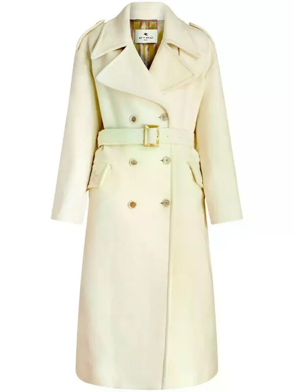 Etro Belted Double-breasted Virgin Wool Coat