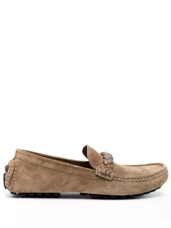 GIANVITO ROSSI Braided Suede Loafers - Neutrals