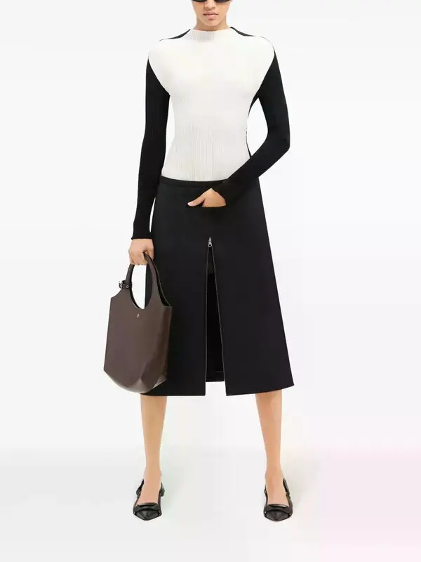COURREGES Zip Detail Twill Midi Skirt