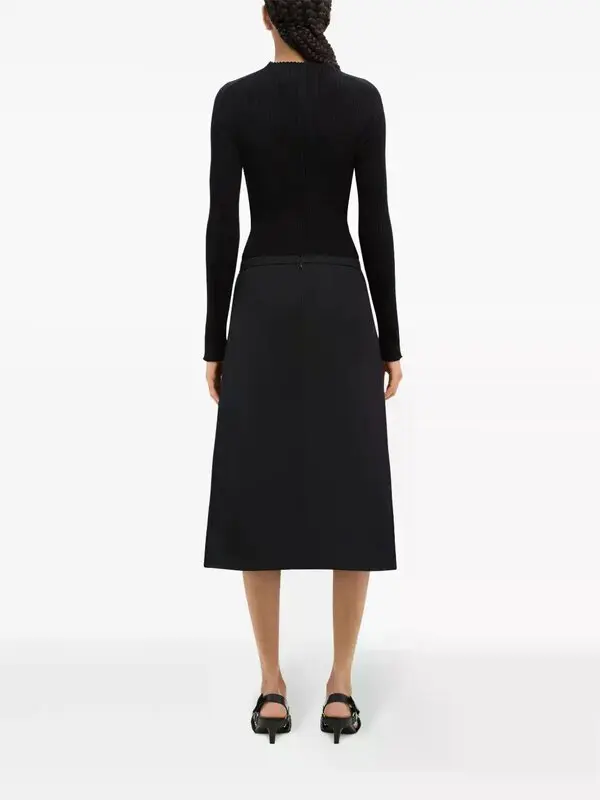 COURREGES Zip Detail Twill Midi Skirt