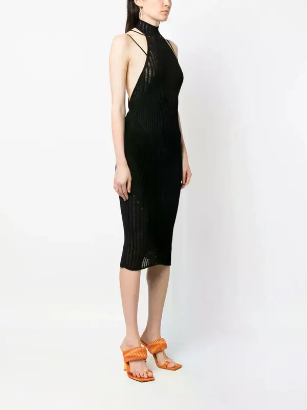 ANDREĀDAMO Halterneck Knitted Midi Dress - Black