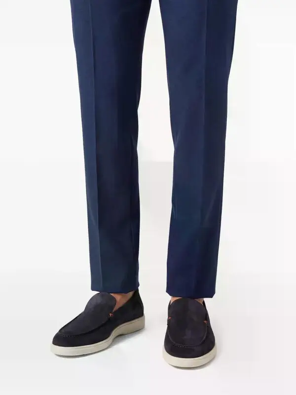 Santoni Almond-toe Suede Loafers