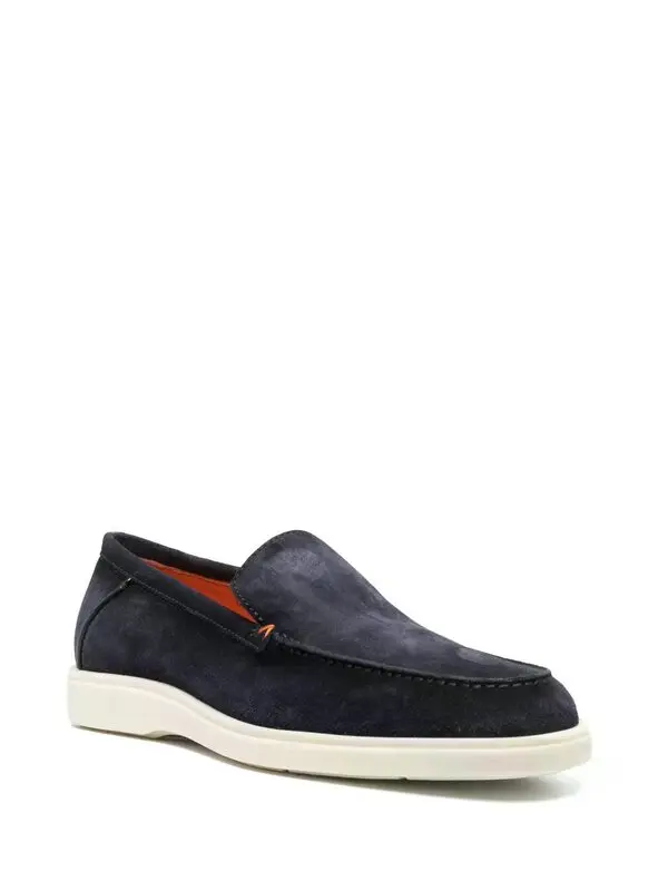 Santoni Almond-toe Suede Loafers