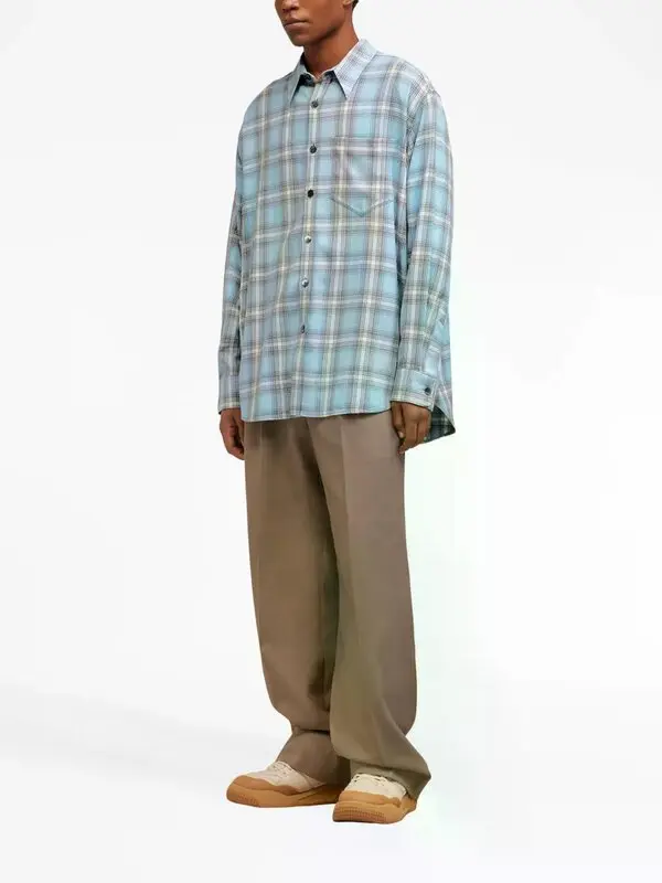 AMI Paris Long-sleeved Checkered Knitted Shirt