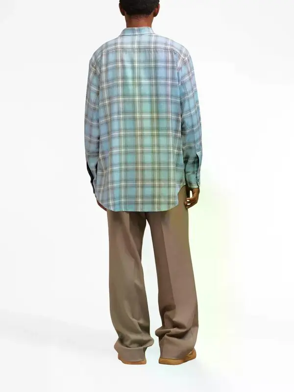 AMI Paris Long-sleeved Checkered Knitted Shirt