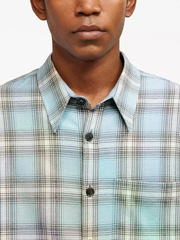 AMI Paris Long-sleeved Checkered Knitted Shirt