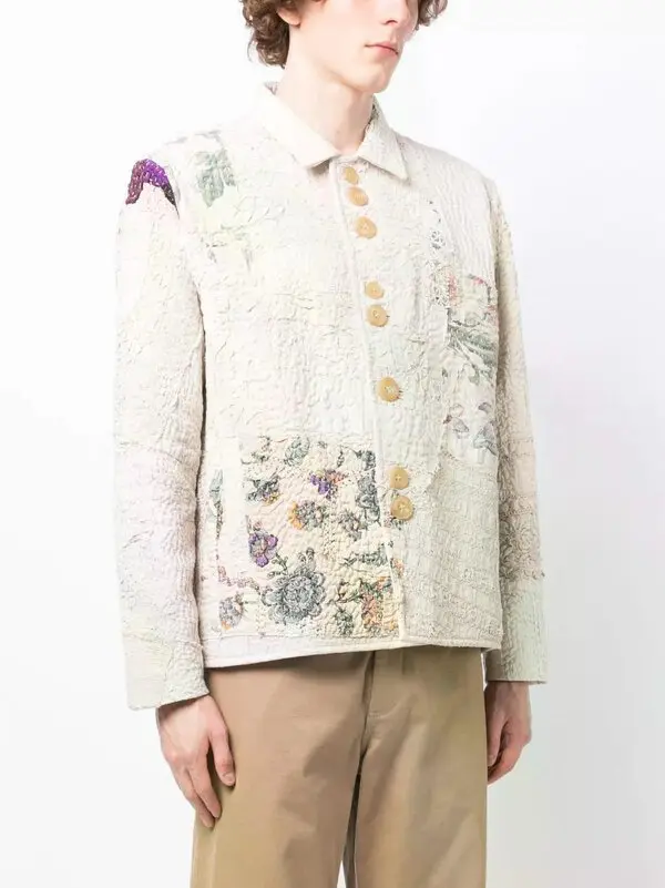By Walid Embroidered-patchwork Cotton Shirt Jacket