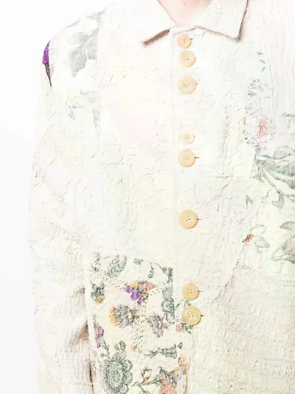 By Walid Embroidered-patchwork Cotton Shirt Jacket