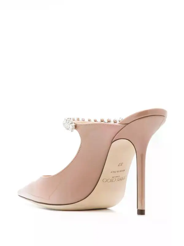 JIMMY CHOO Bing 100 Crystal Embellished Patent Leather Mules - Pink