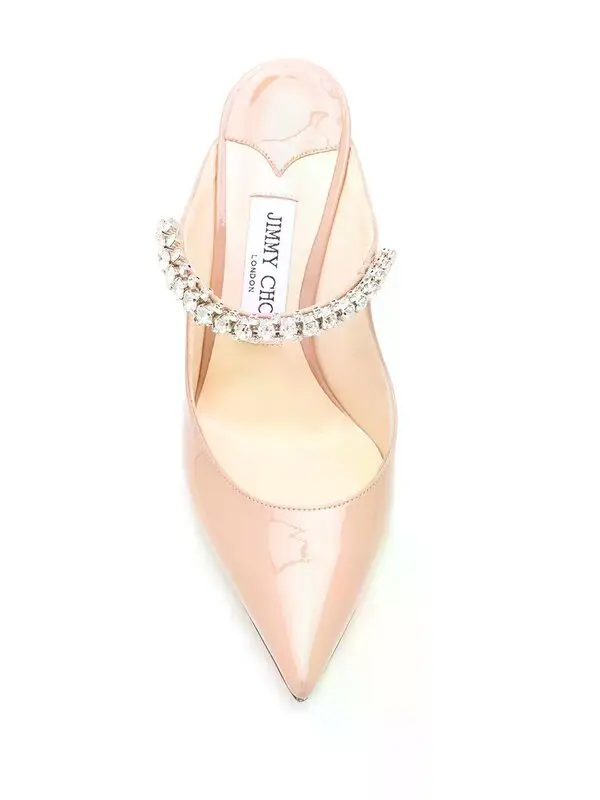 JIMMY CHOO Bing 100 Crystal Embellished Patent Leather Mules - Pink