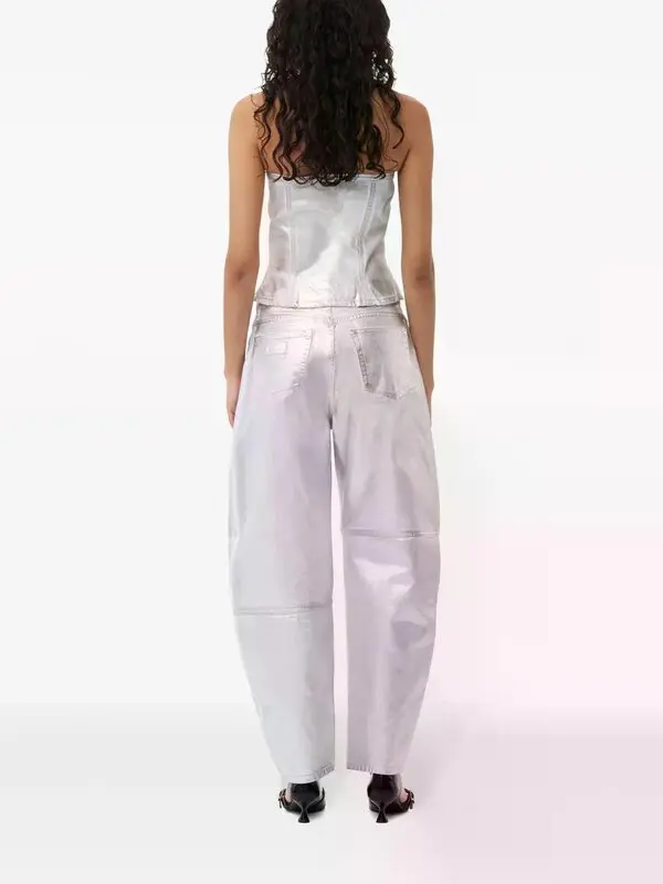 GANNI Foiled Organic Cotton Denim Top