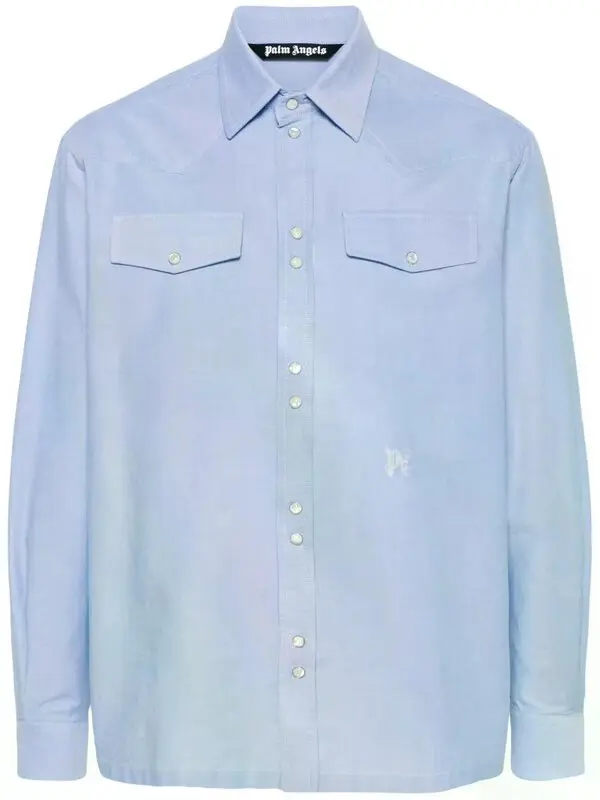 Palm Angels Monogram-embroidered Cotton Shirt