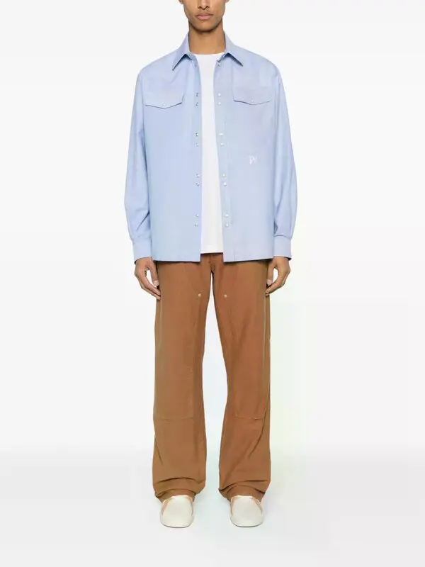 Palm Angels Monogram-embroidered Cotton Shirt