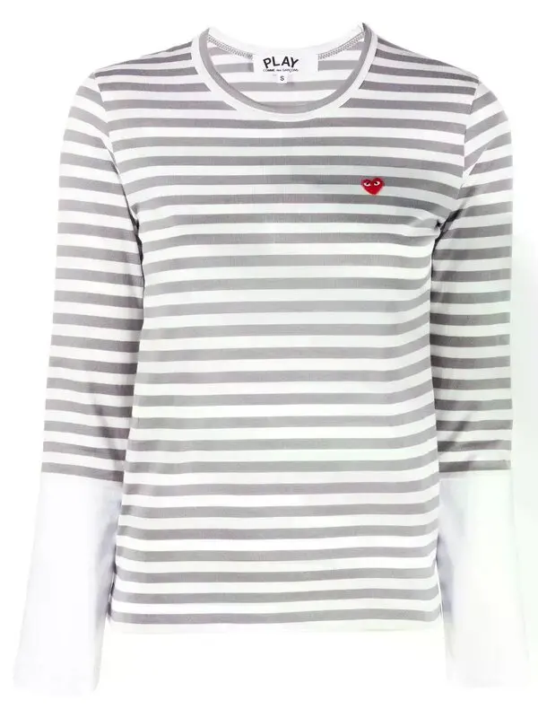 Play Comme Des Garcon Horizontal Stripe Long-sleeve T-shirt - Grey