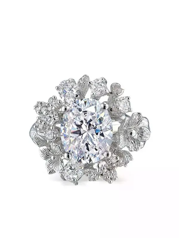 ANABELA CHAN 18kt White Gold Posy Diamond Ring - Silver