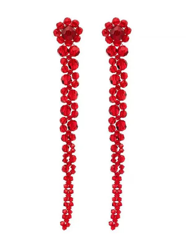 Simone Rocha Drip Crystal Drop Earrings - Red
