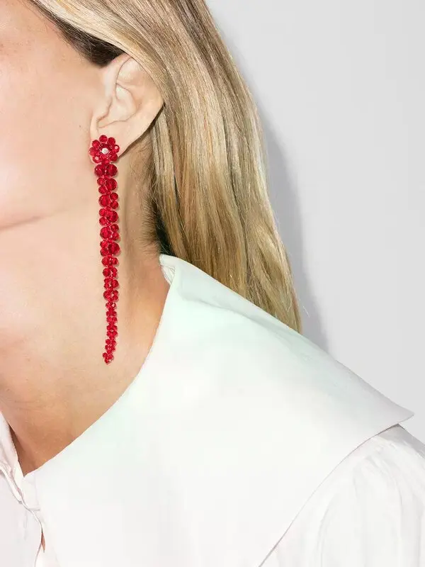 Simone Rocha Drip Crystal Drop Earrings - Red