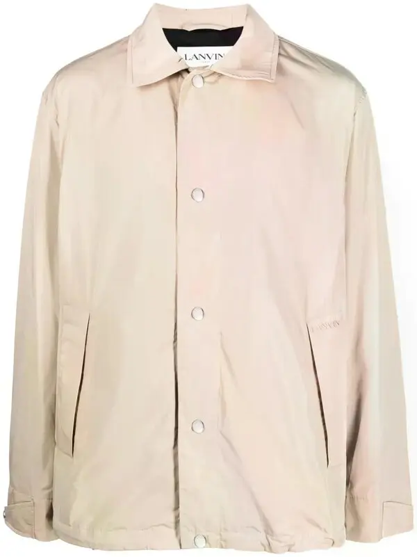 LANVIN Logo-embroidered Shirt Jacket - Neutrals