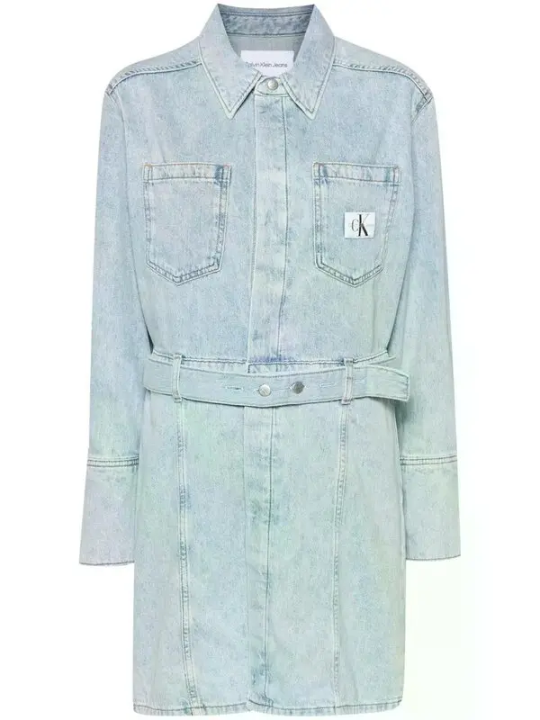 Calvin Klein Belted Denim Mini Dress - Blue