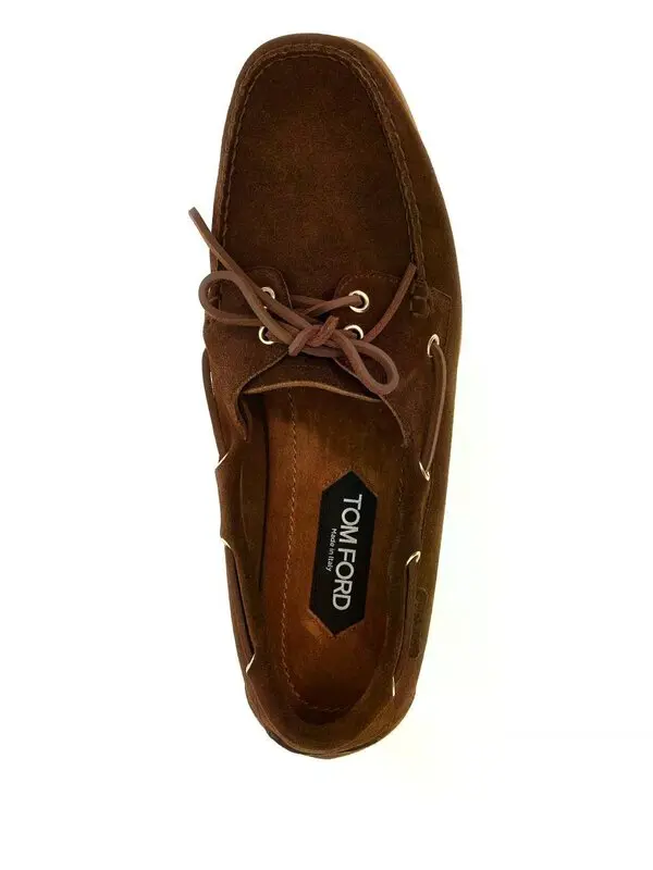 TOM FORD Robin Suede Boat Shoes - Brown