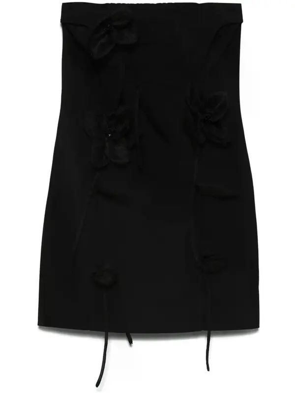 ROTATE BY BIRGER CHRISTENSEN Rose-appliqué Tube Mini Dress - Black