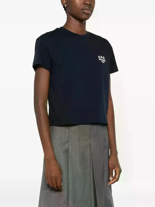 A.p.c. Logo-embroidered Cotton T-shirt - Blue