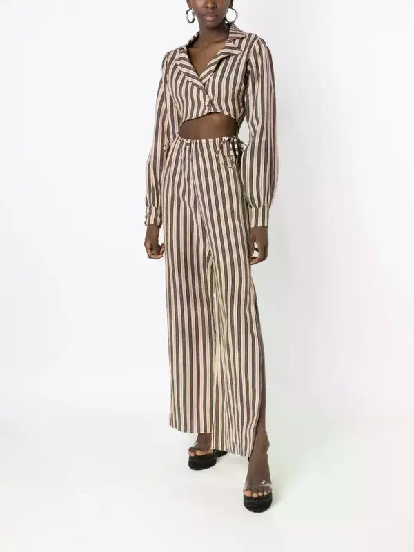 AMIR SLAMA Striped Cropped Blouse - Multicolour