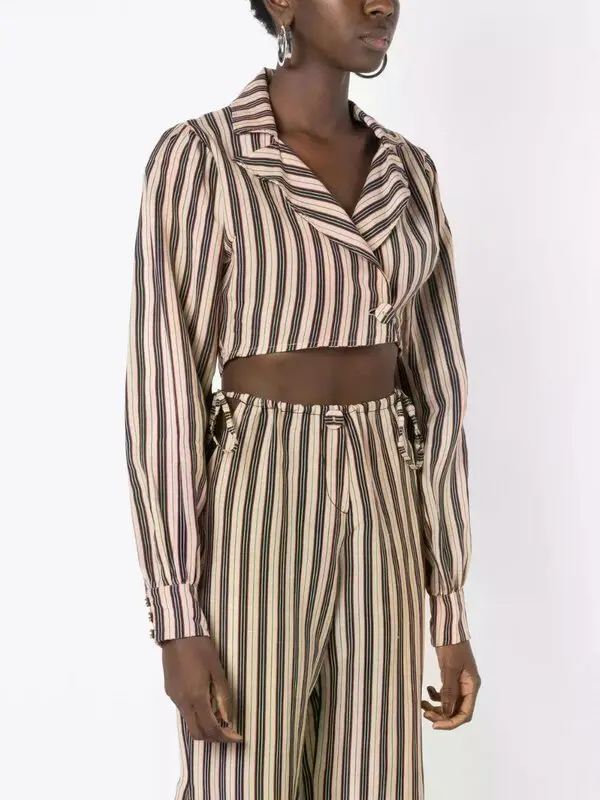 AMIR SLAMA Striped Cropped Blouse - Multicolour